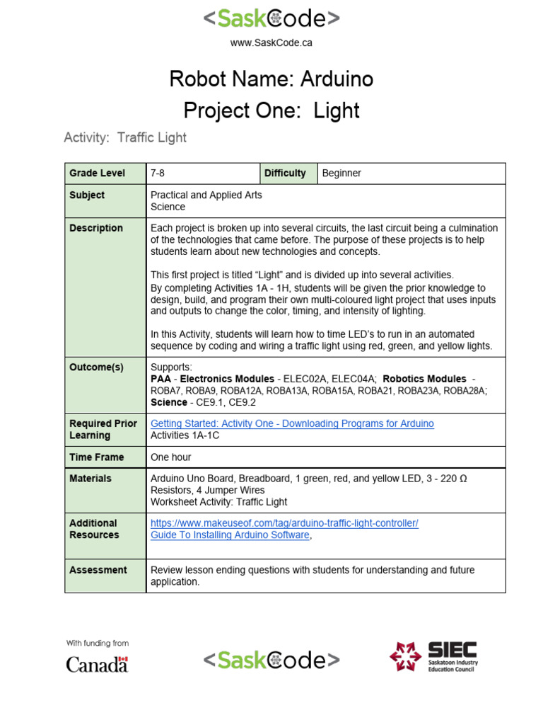 Activity 1D Traffic Light GELI | PDF | Arduino | Traffic Light