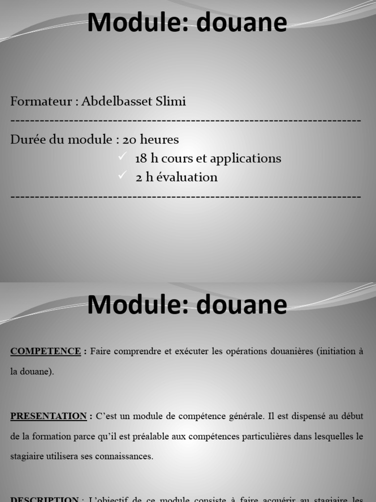 Presentation Douane Omc + Omd | PDF | Organisation mondiale du commerce | Commerce