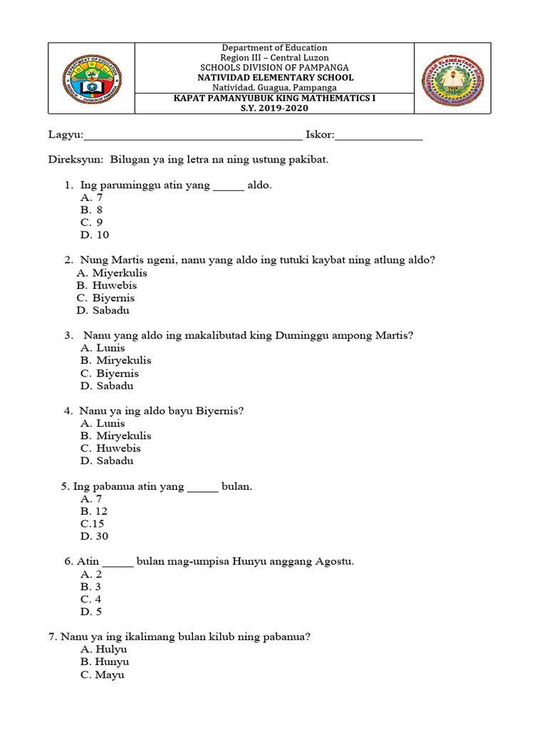 4TH PT Math I Sarah | PDF