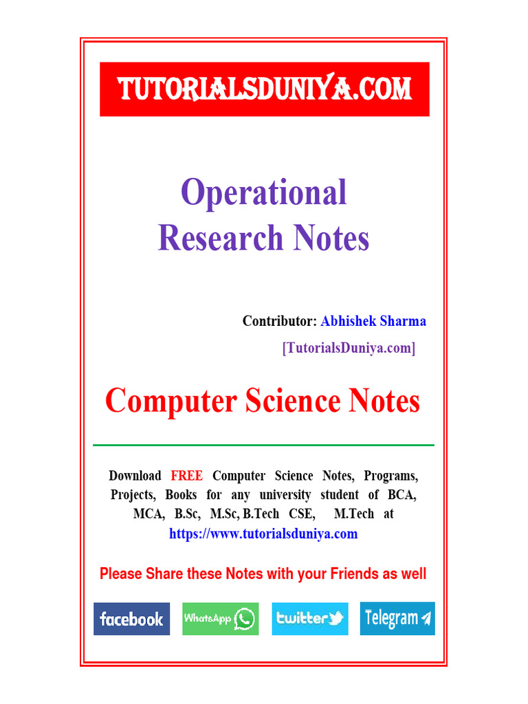 Operational Research Notes by Abhishek | PDF | Mathematical ...