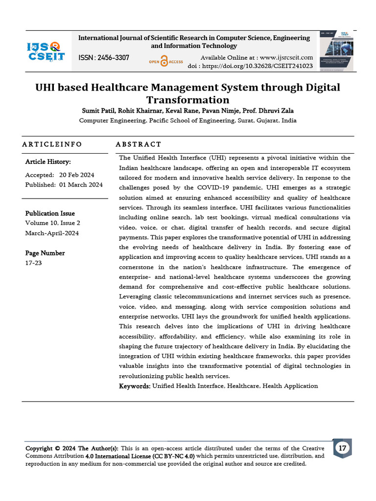 UHI Based Healthcare Management System Through Dig | PDF | Health Care | Mobile App