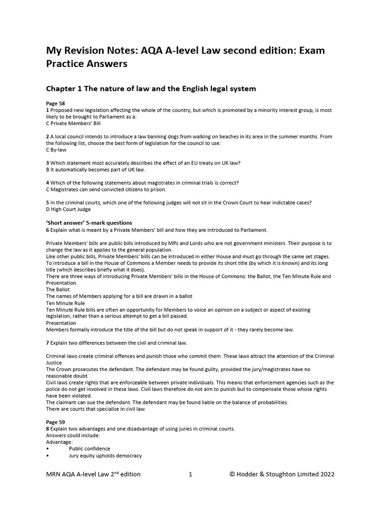 AQA A-Level Law Revision Guide | PDF | Negligence | House Of Commons Of ...