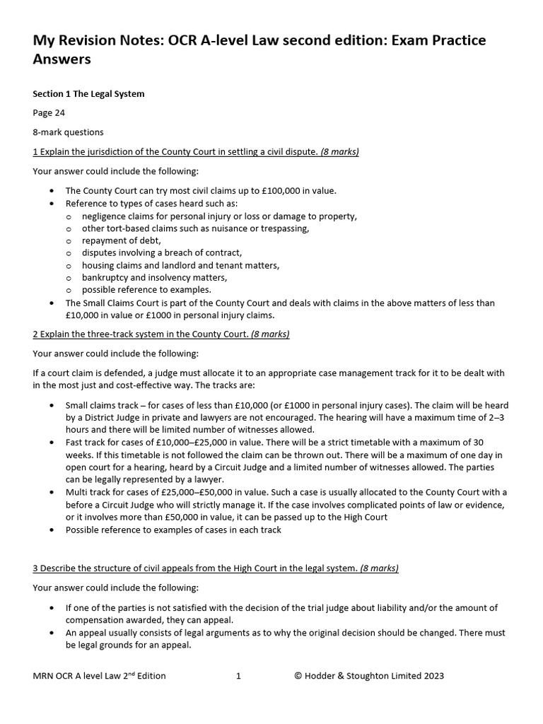 OCR Second Edition Exam Practice Question Answers | PDF | Assault ...