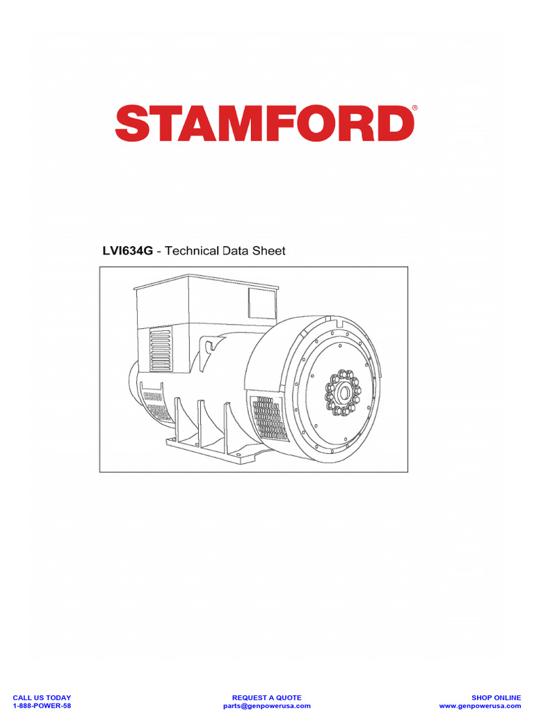 Datasheet Stamford Alternator Lvi634g 3 Phase | PDF