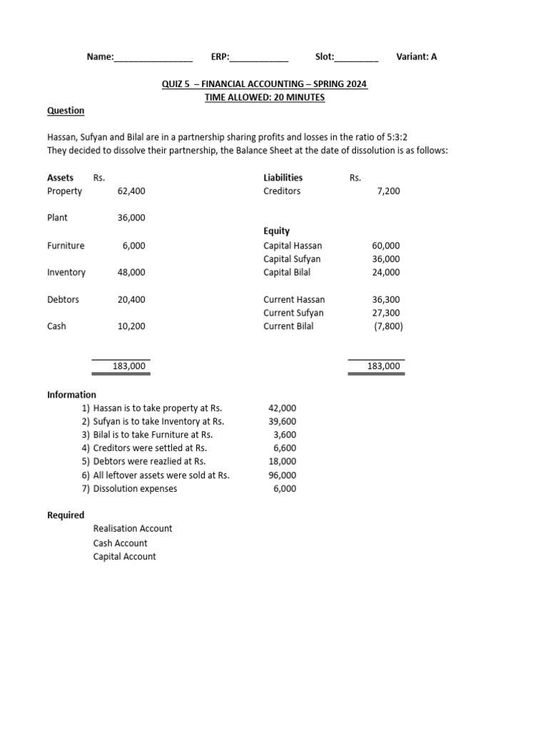 Quiz 5 With Solution | PDF | Balance Sheet | Equity (Finance)