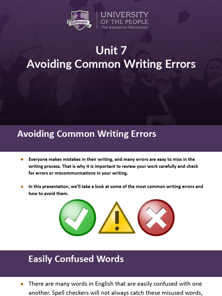 ENGL 0008 Unit 7 Lesson Avoiding Common Writing Errors | PDF | Verb ...