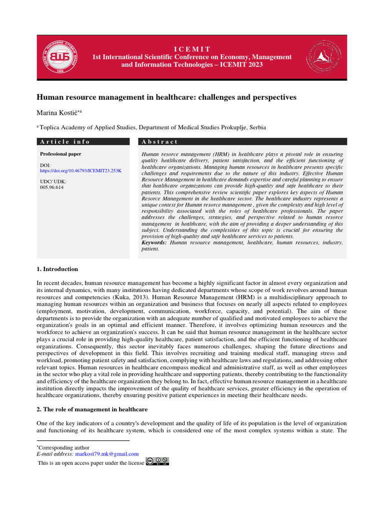 Human Resource Management in Healthcare Challenges | PDF | Health Care ...