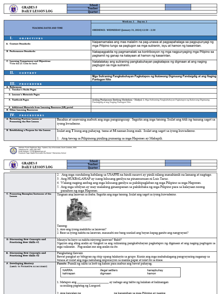 AP6 Q1 Week3 Day1 | PDF