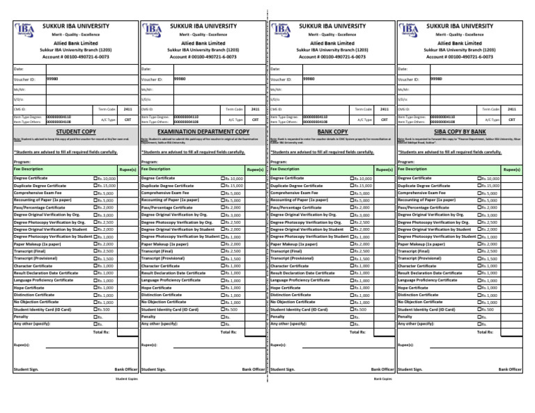 General Fee Voucher For Printing | PDF | Identity Document