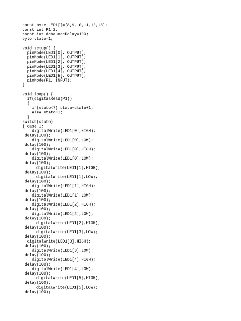 Push Button Led Sequence Code Pdf Computer Programming Computing