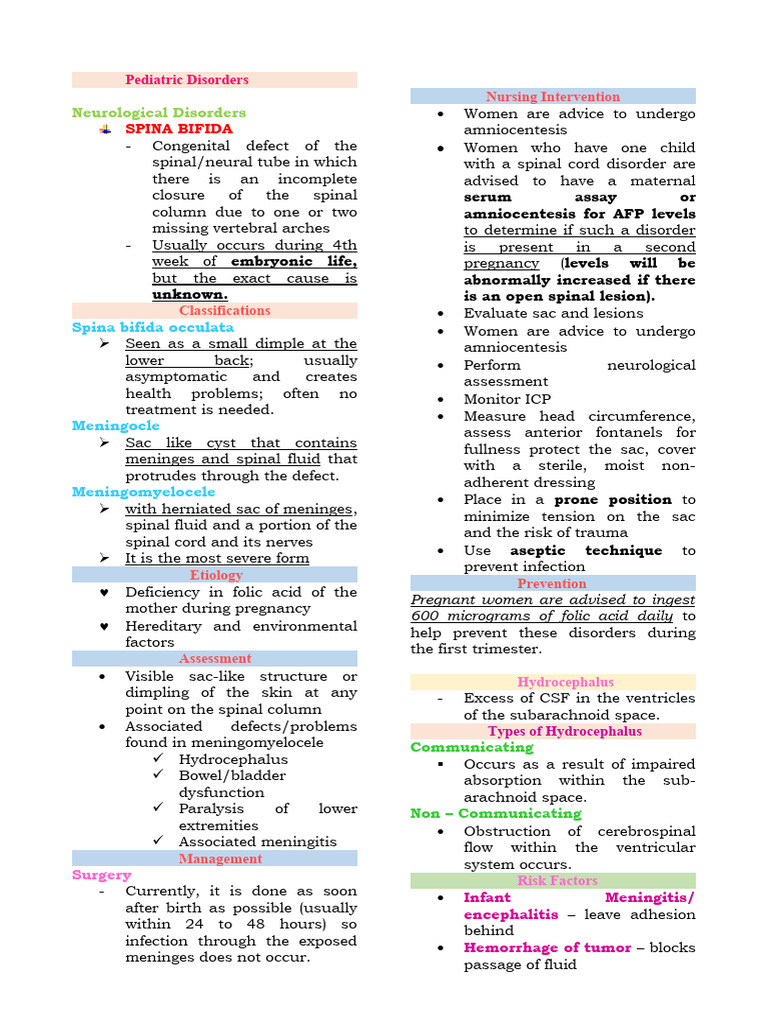 Pediatric Disorders | PDF | Meningitis | Nervous System
