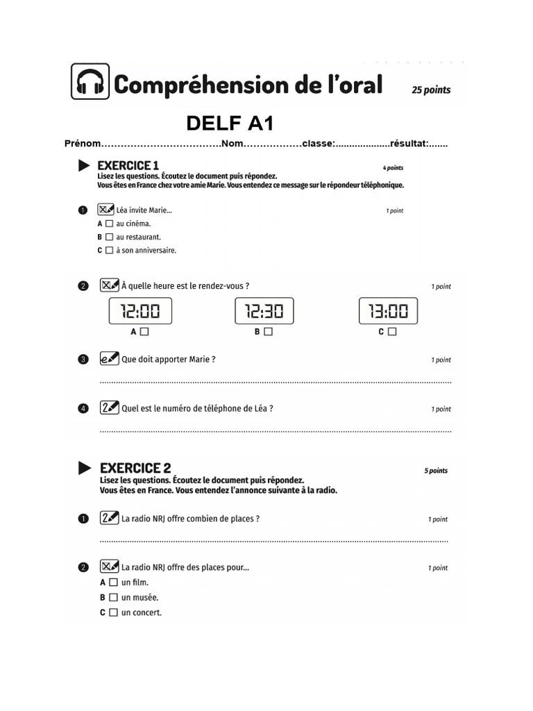 Résultats DELF A1 Étudiant | PDF | Évolution de carrière