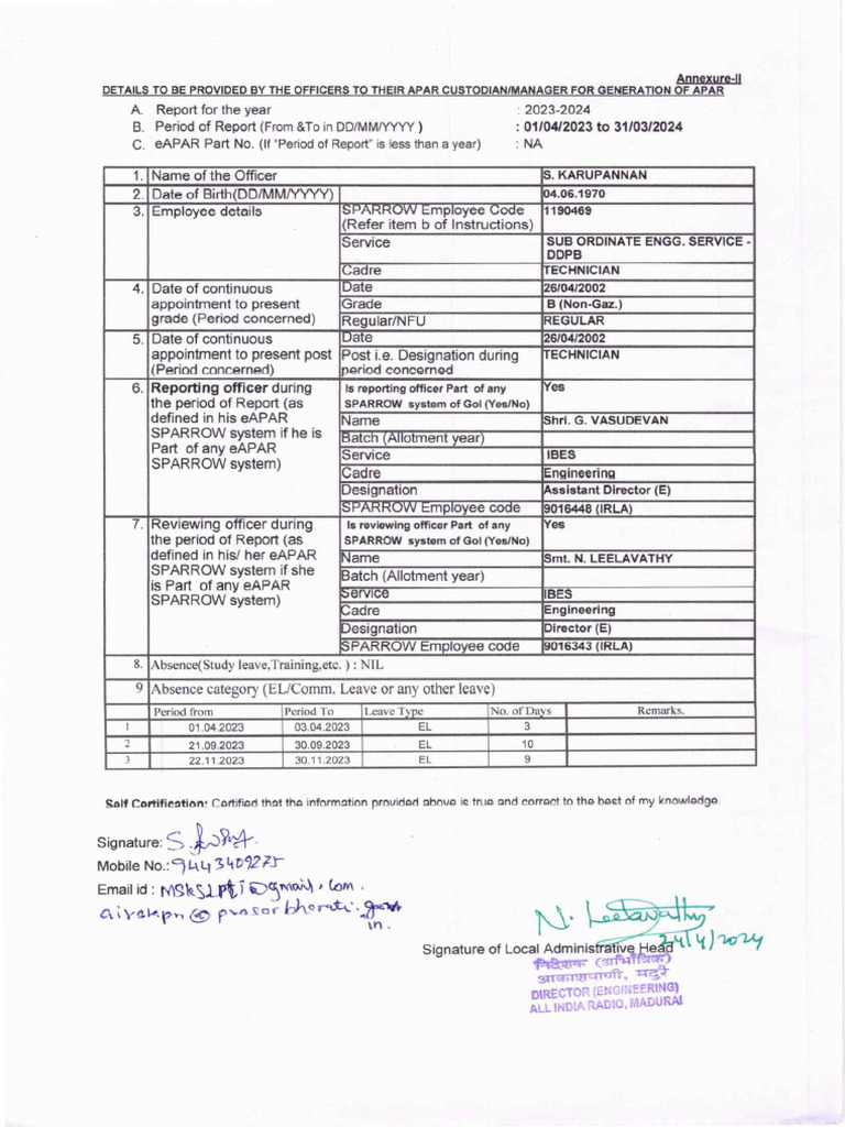 3 APAR Annexure III | PDF