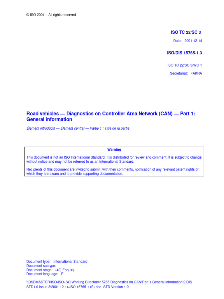 Iso 15765-1.3 | Download Free PDF | Osi Model | International ...