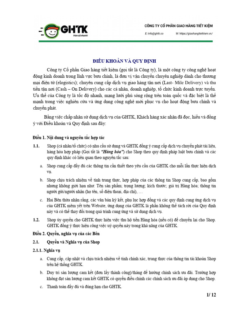 Dieu Khoan Quy Dinh | PDF