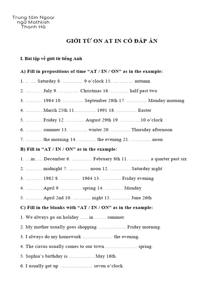 Gi I T On at in Có Đáp Án | PDF