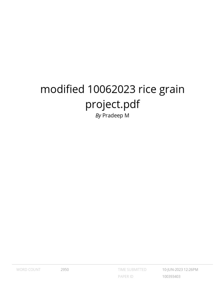 Plag Report Modified - 10062023 - Rice - Grain - Project | PDF