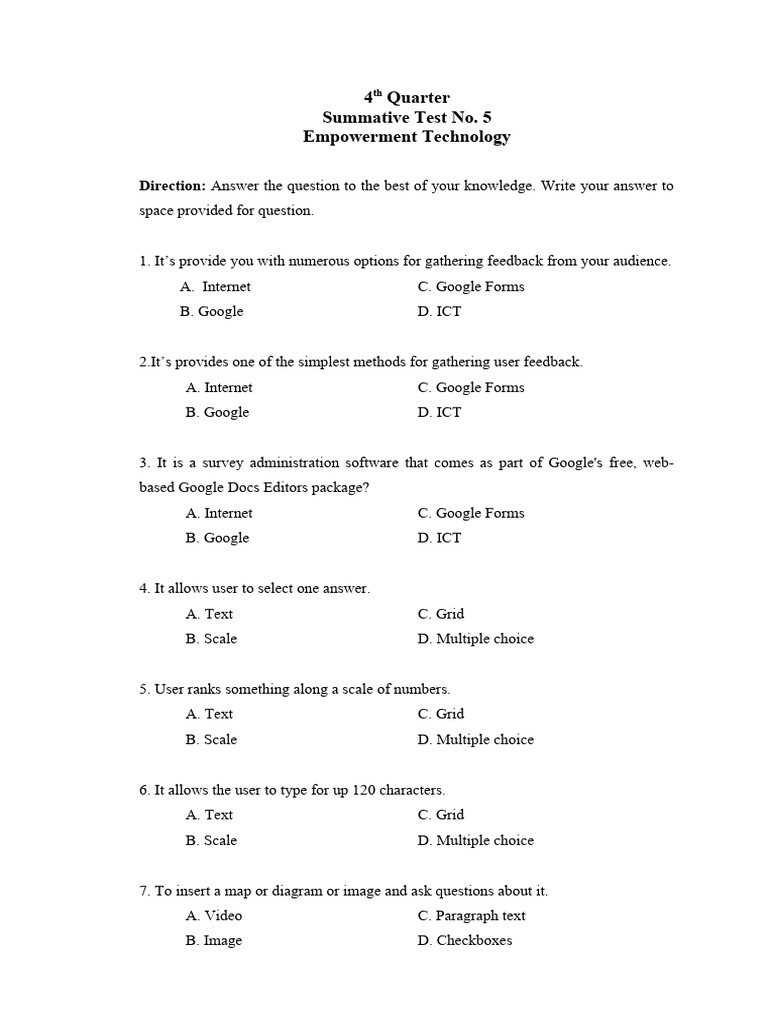 Quiz 5 Etech | PDF | Multiple Choice | Internet
