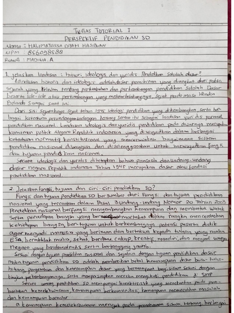 TT 1 Perspektif Pendidikan SD | PDF