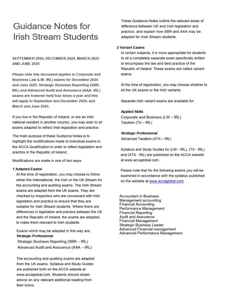Irish Guidance Notes Sept 24 To Jun 25 Final | PDF | Accounting | Audit
