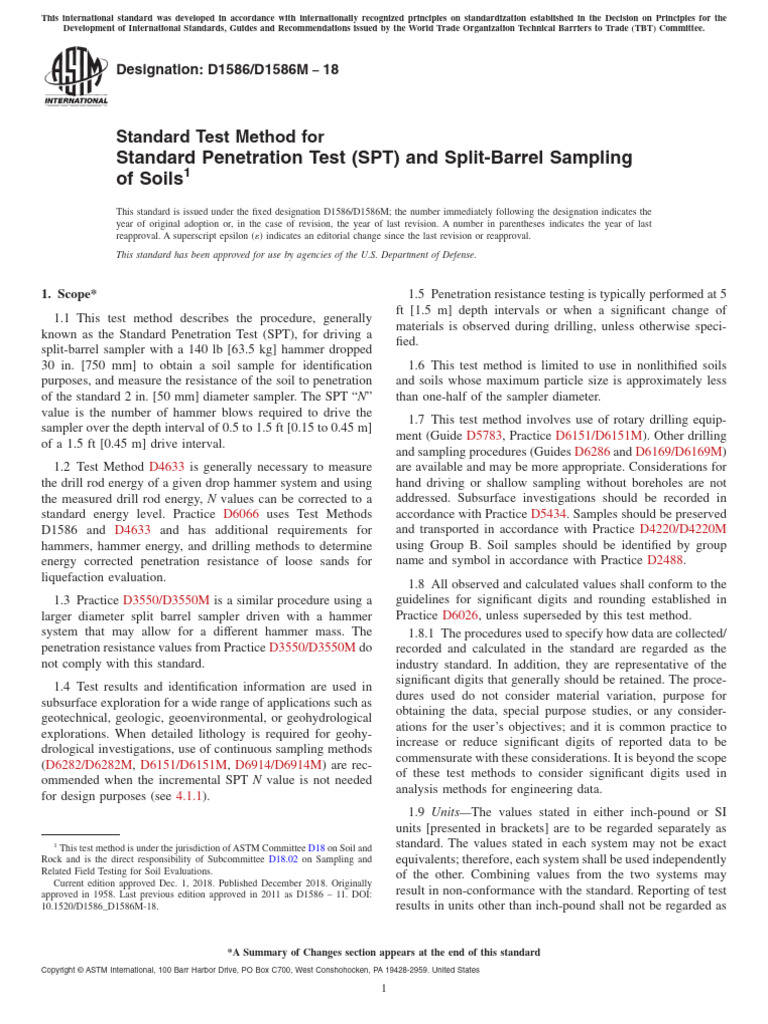 Standard Test Method For Standard Penetration Test (SPT) and Split ...