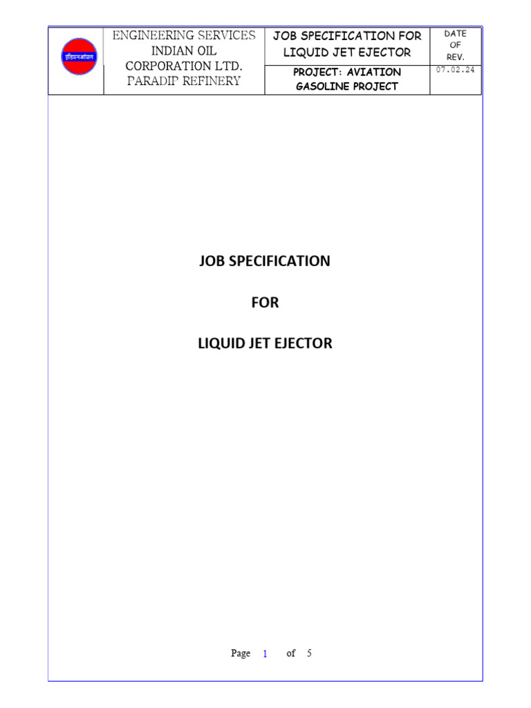 Technical Specifications For Avgas Eductor 2024-02!13!08!36!23 | PDF | Liquids | Specification ...