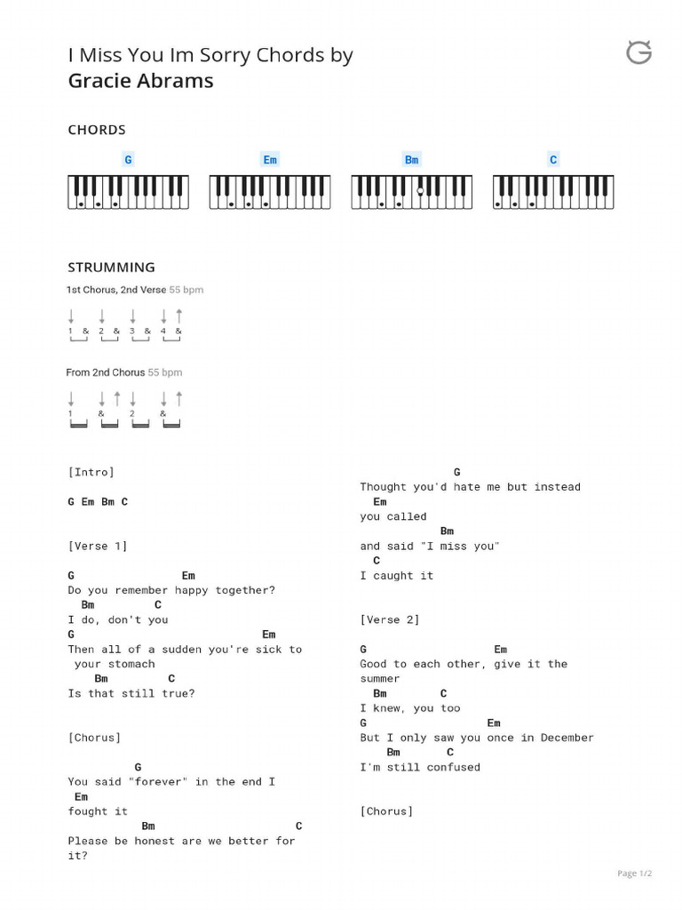 I Miss You Im Sorry Original Chords | PDF