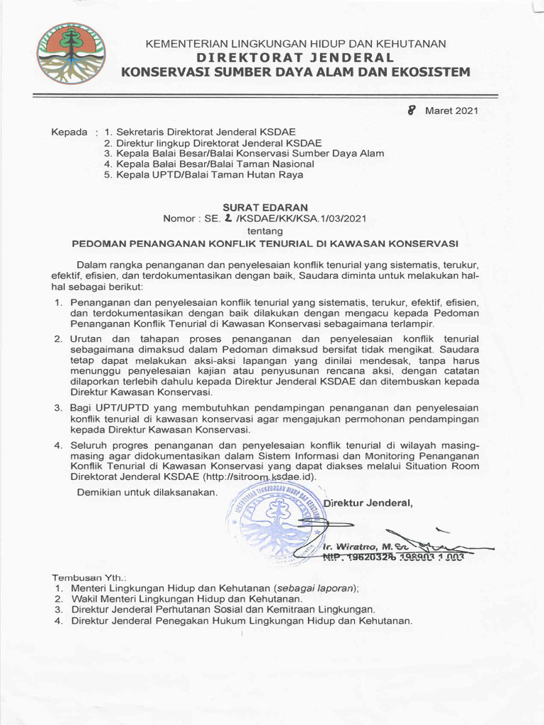 SE DJ KSDAE Pedoman Konflik Tenurial KK | PDF