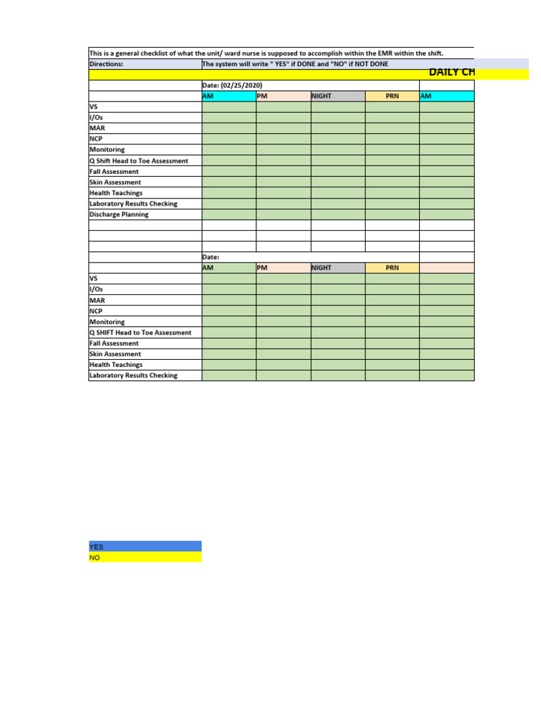 EMR (Daily Checklist Format) | PDF | Clinical Medicine | Medical ...