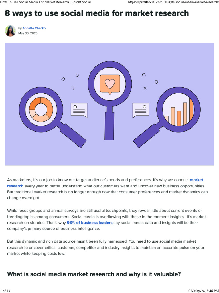 How To Use Social Media For Market Research Sprout Social | PDF ...