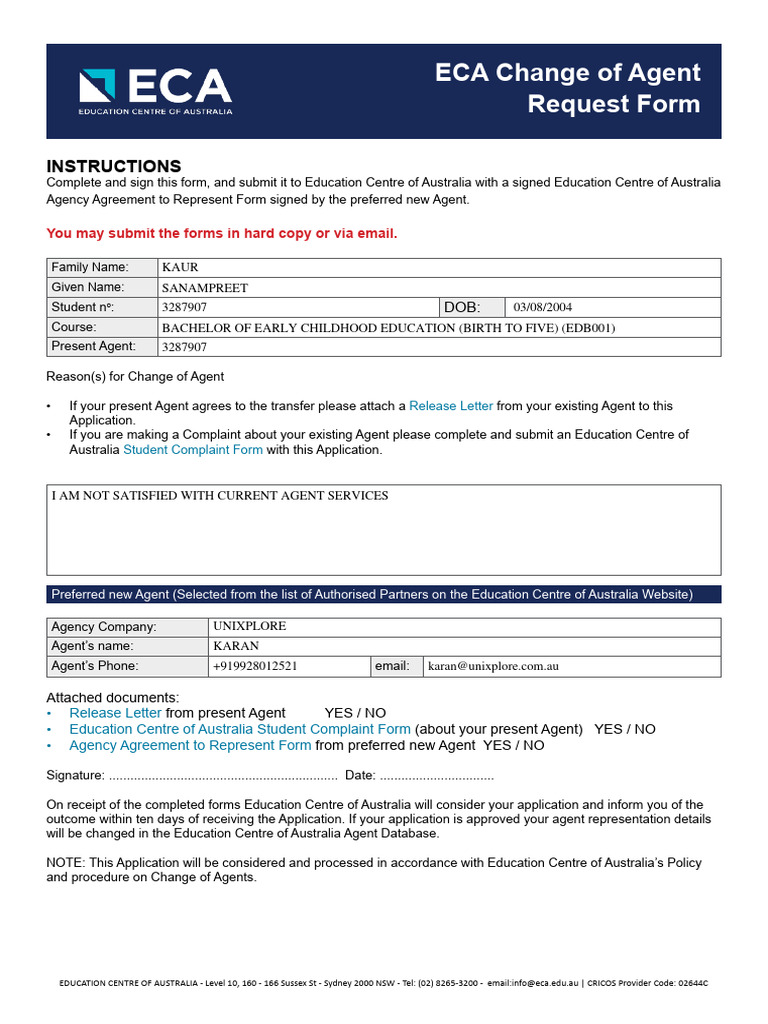 Change of Agent Form | PDF | Government
