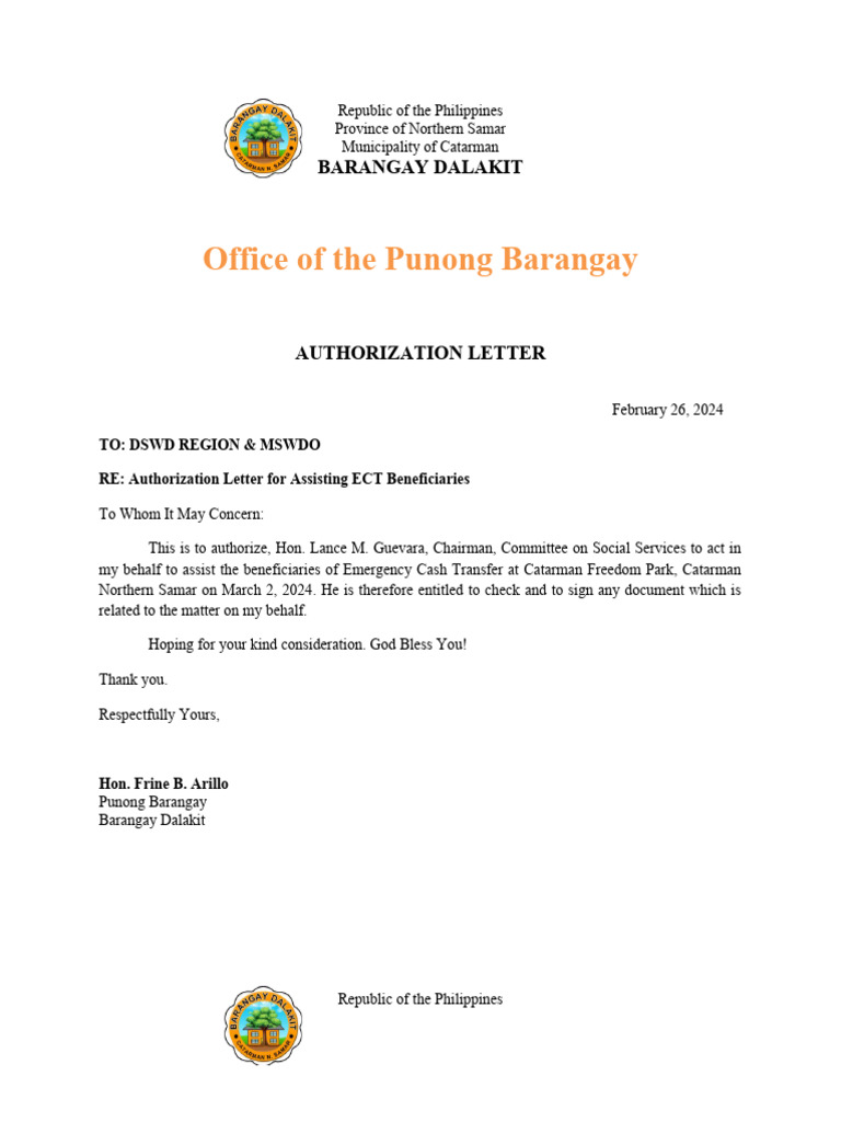 Autorization Letter ECT | PDF