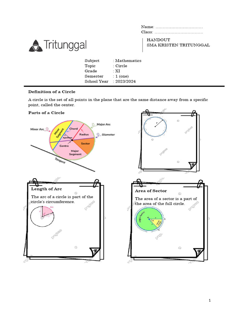 Handout Circle | PDF | Sains & Matematika
