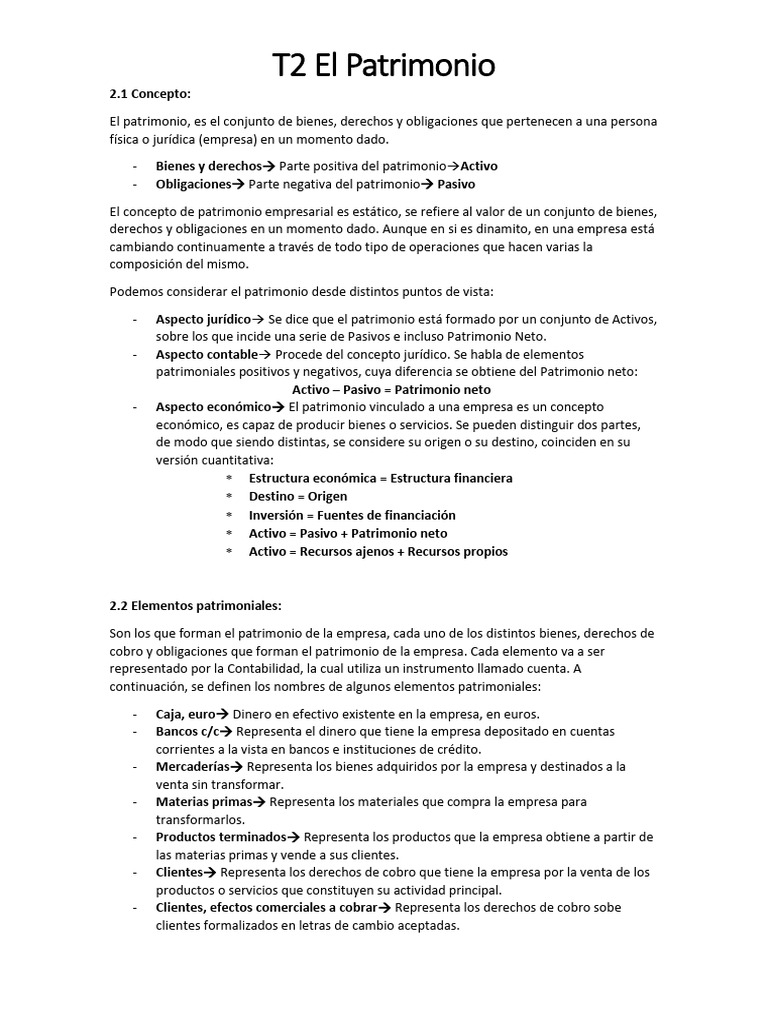 T2 Piac (El Patrimonio) | PDF | Hoja de balance | Contabilidad