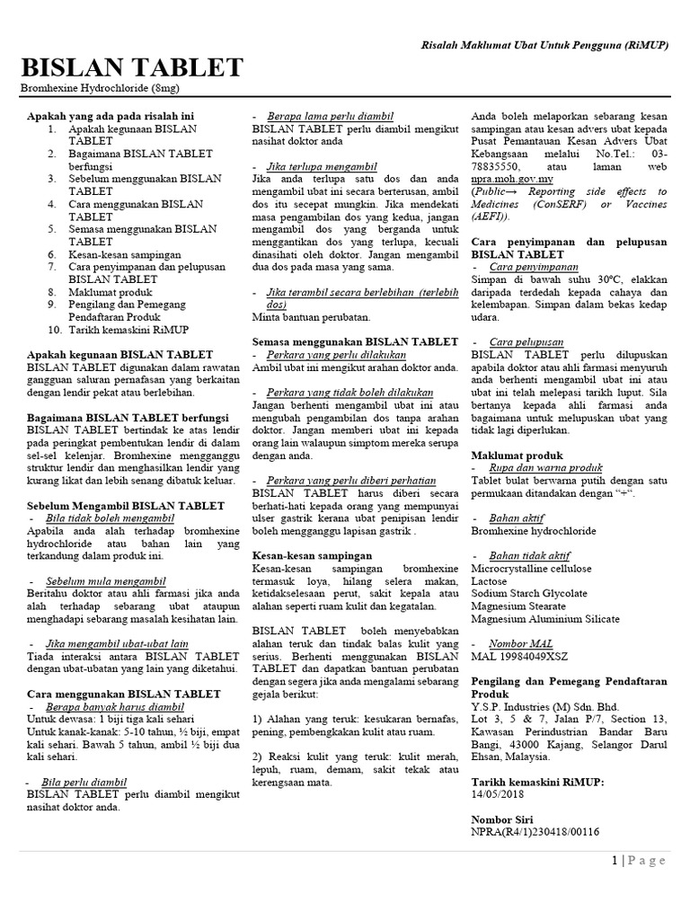 Bislan tablet leaflet | PDF