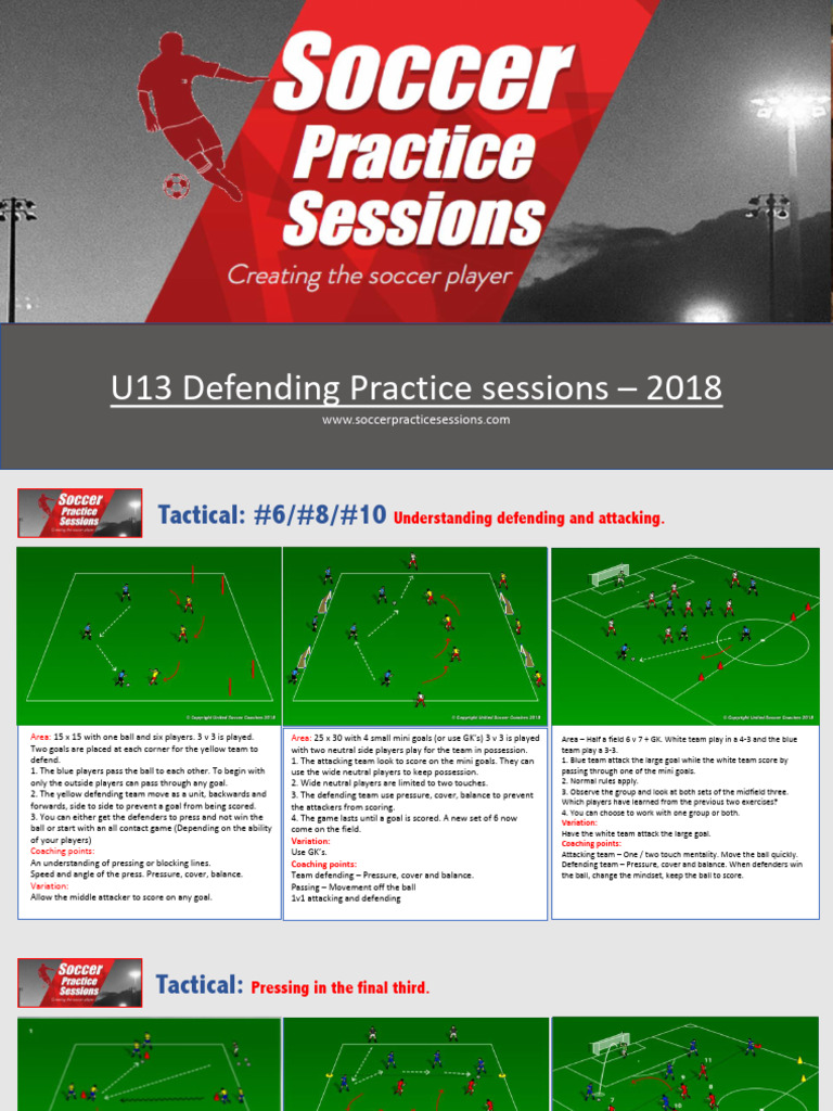 U13 Defending Practices הגנה טוב | PDF | Defender (Association Football) | Sports