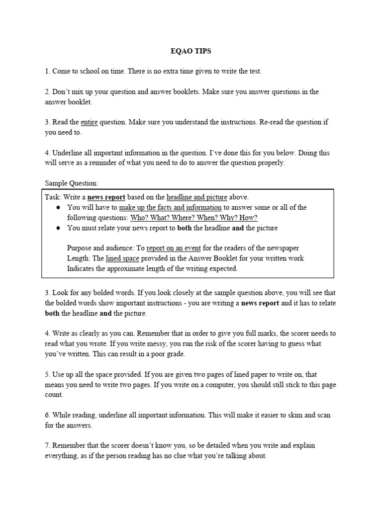 Eqao Tips | Download Free PDF | Linguistics | Human Communication