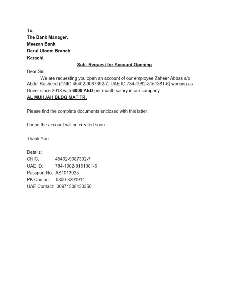 Employee Bank Account Request | PDF | Finance & Money Management