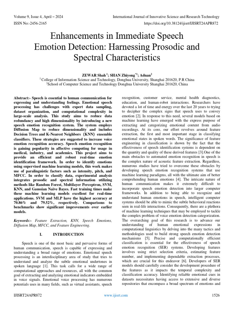 Enhancements in Immediate Speech Emotion Detection: Harnessing Prosodic ... Enhancements in Immediate Speech Emotion Detection: Harnessing Prosodic ...