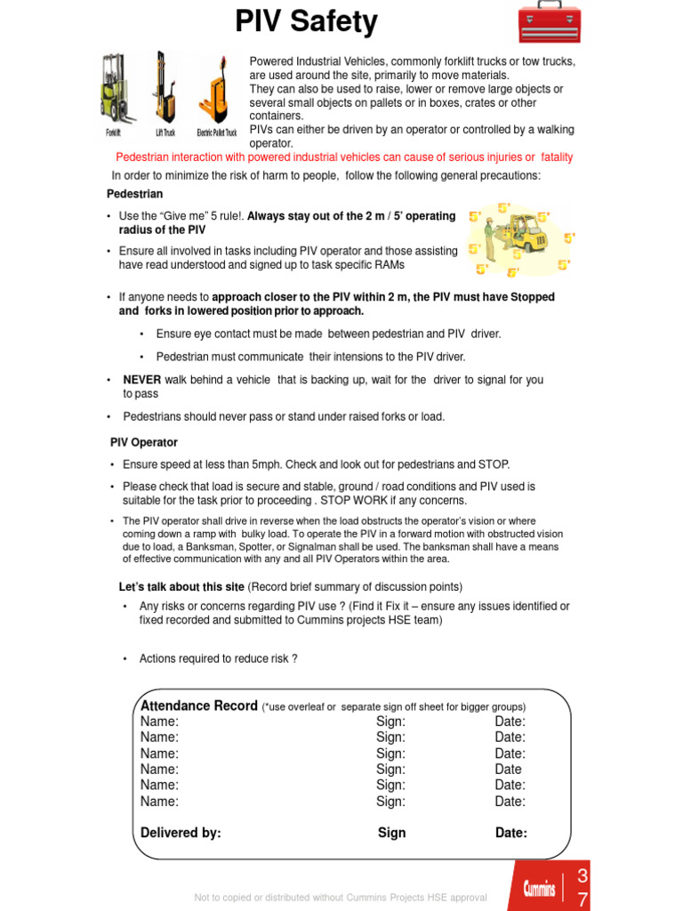 PIV and Pedestrian Safety Toolbox Talk | Download Free PDF | Transport ...