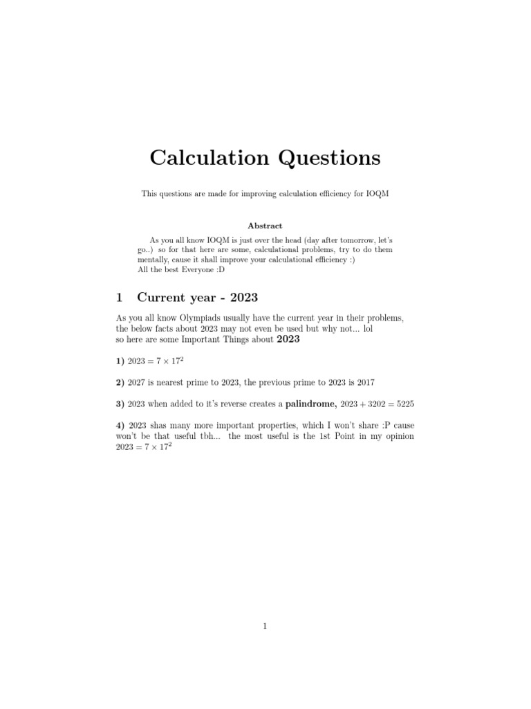 2023 Calculation | PDF | Teaching Methods & Materials