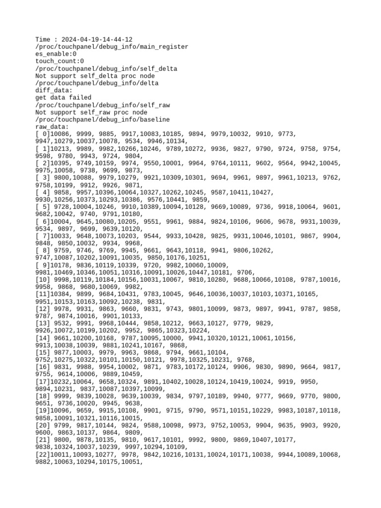 Touch Panel Debug Data | PDF | Information Technology Management | Computing