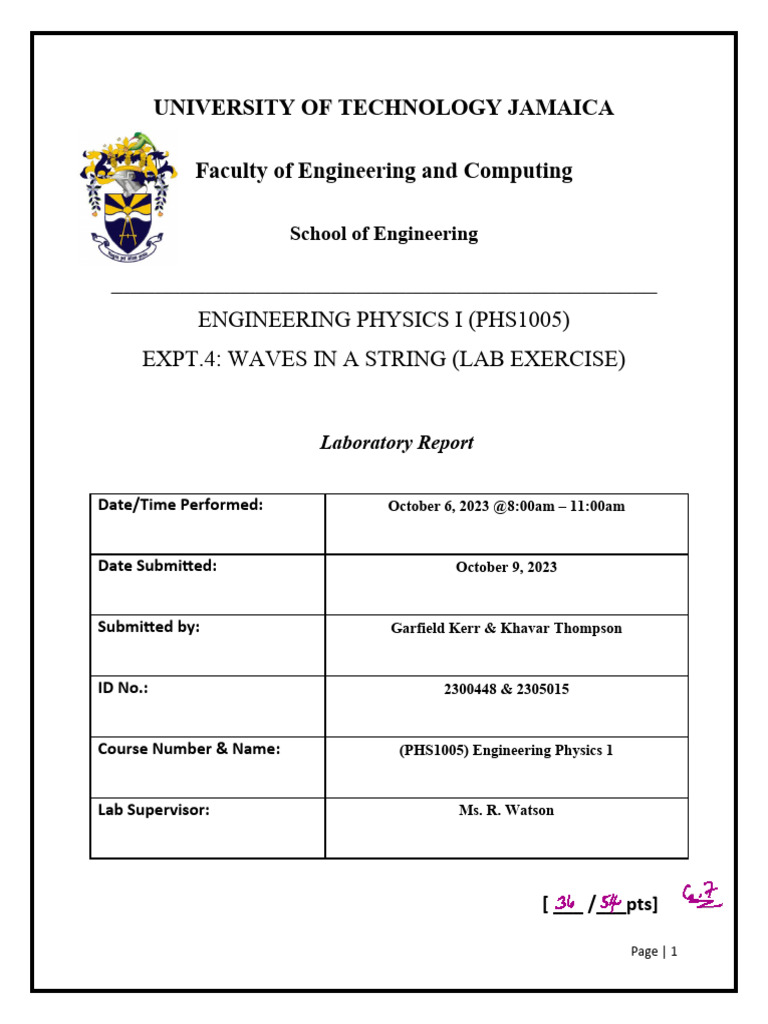 Physics Experiment 4 - Waves in A Spring - Graded | PDF | Waves | Frequency
