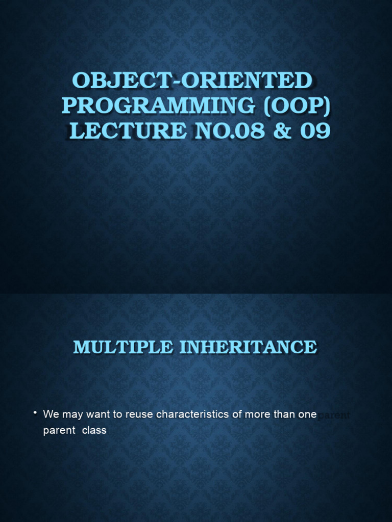 Lec 8 & 9 | Download Free PDF | Inheritance (Object Oriented Programming) | Object (Computer ...