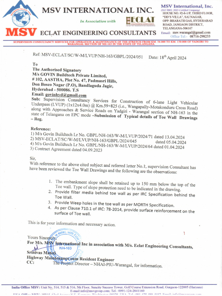 MSV-EEC - GBPL - 051 Submission of Typical Details of Toe Wall Drawings ...