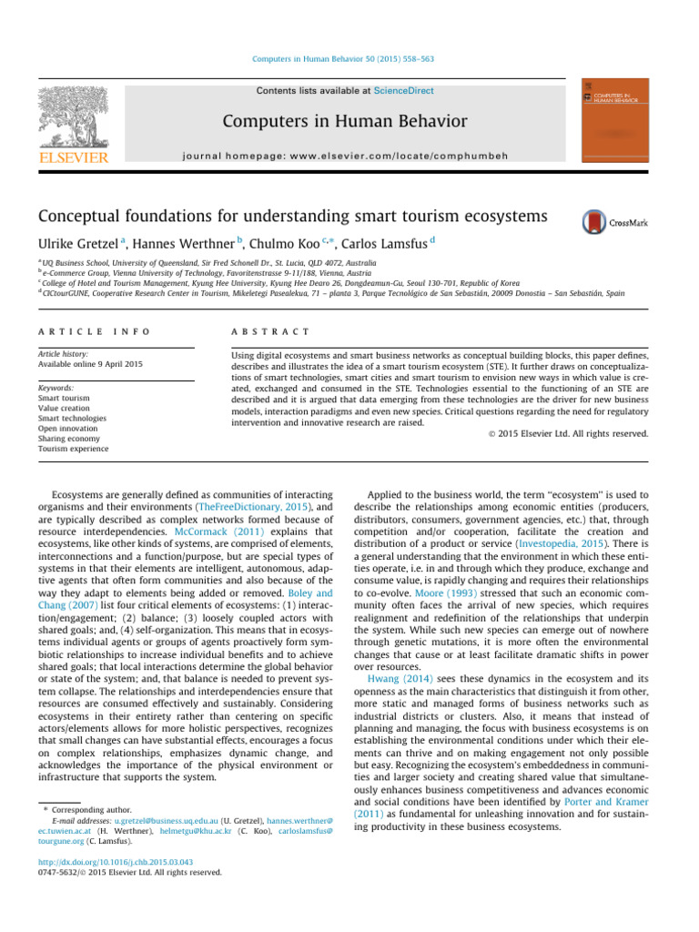 Conceptual Foundations For Understanding Smart Tourism Ecosystems | PDF ...