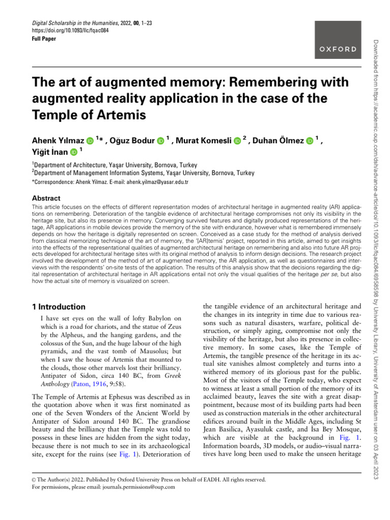The Art of Augmented Memory - Remembering With Augmented Reality Application in The Case of The ...