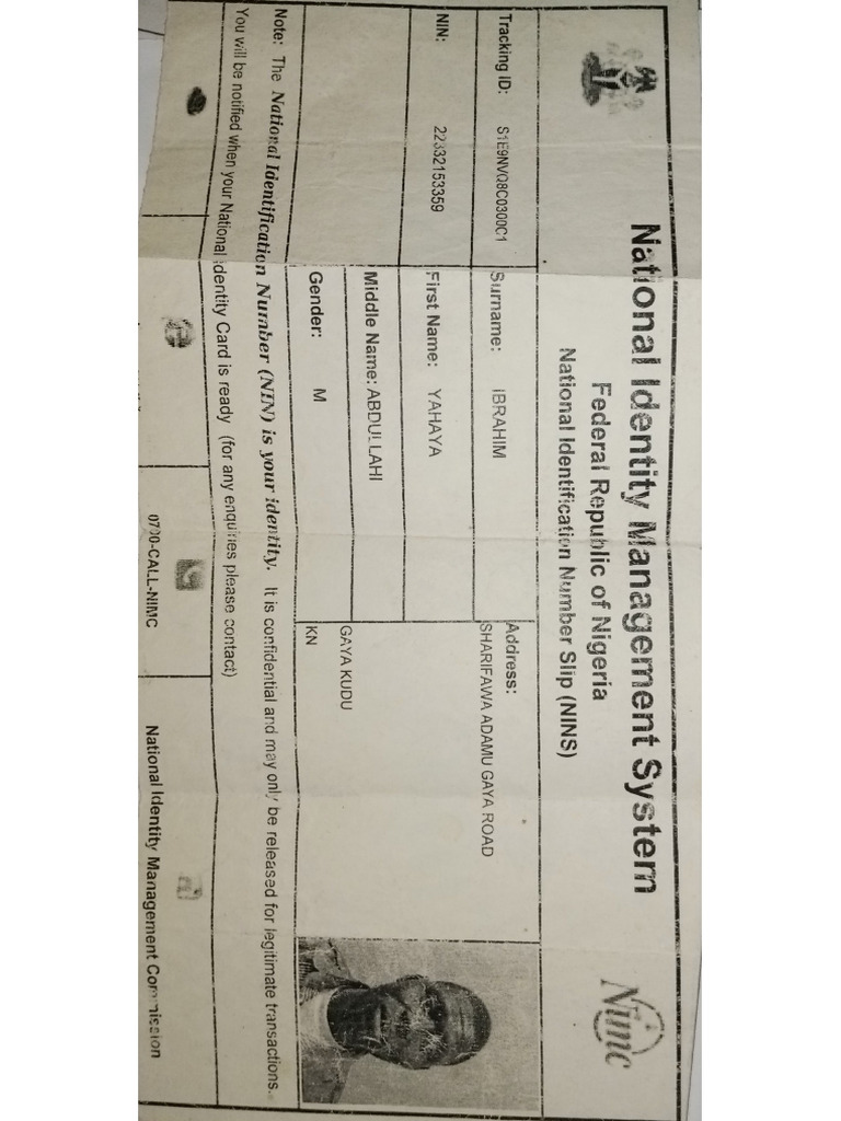 Nin Id Card | PDF