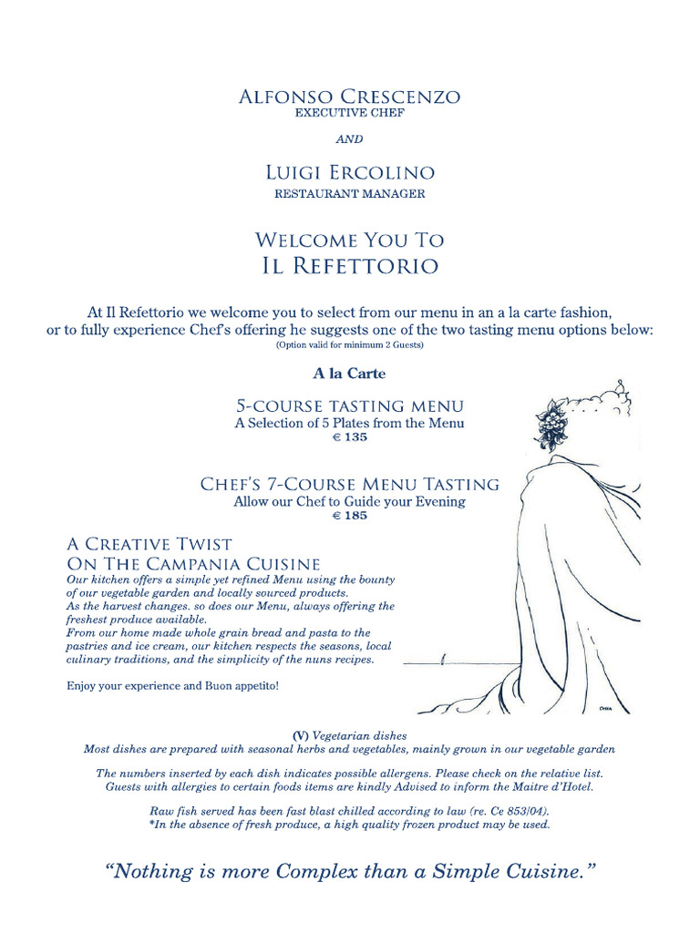 Refettorio Dinner Menu ENG | PDF | Foods | Cuisine