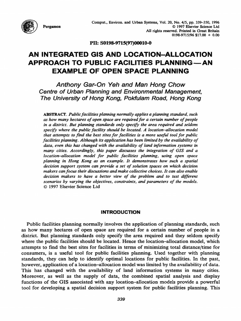 An Integrated Gis and Location Allocation Approach To Public Facilities ...